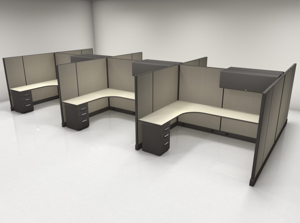 67” High 6x8 1 File, 1 Overhead Bin | UsedCubicles.com