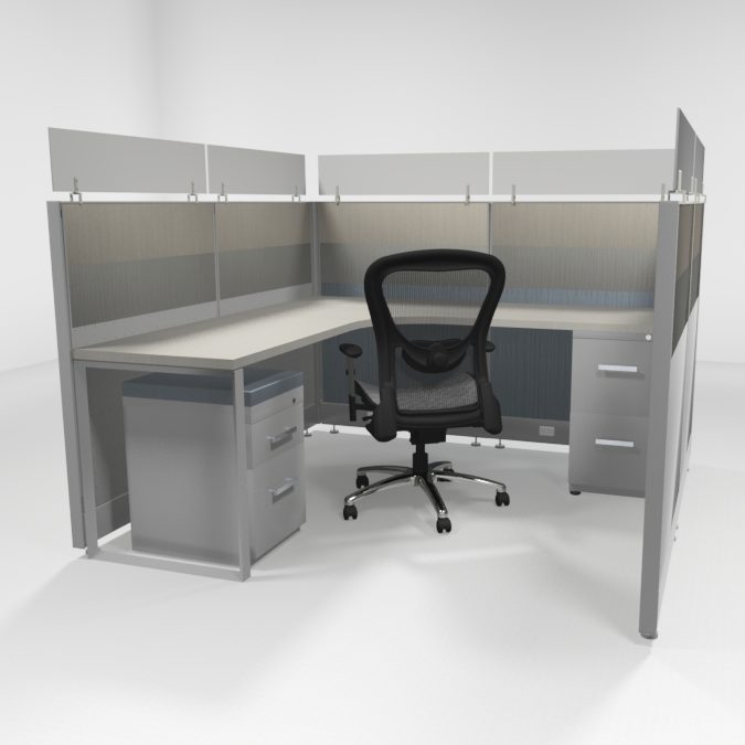 6X6 47" Tiled Cubicles Loaded | UsedCubicles.com