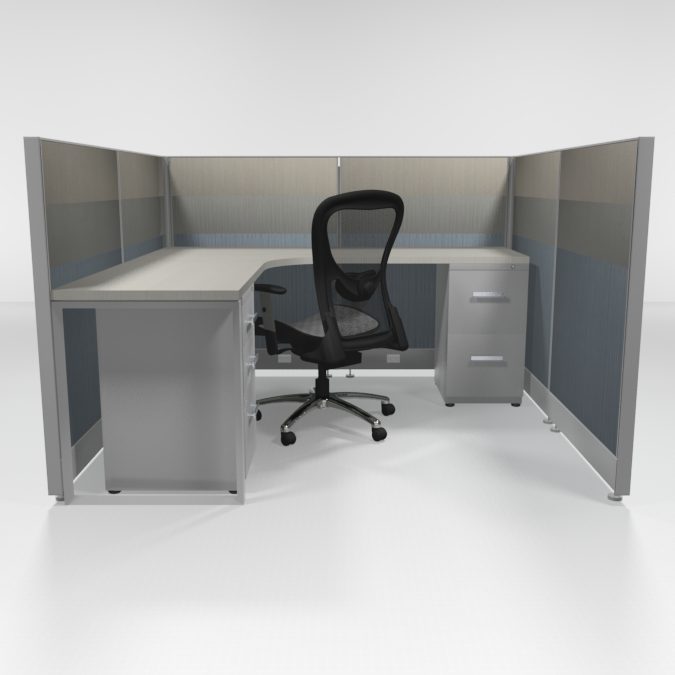 6X6 47" Tiled Cubicles with Two Files | UsedCubicles.com