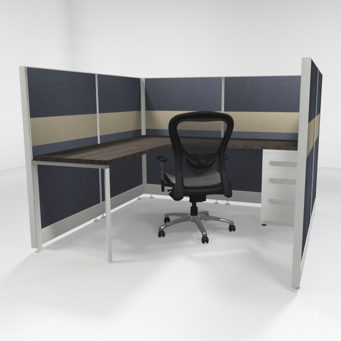 6X6 53" Tiled Cubicles with One File | UsedCubicles.com