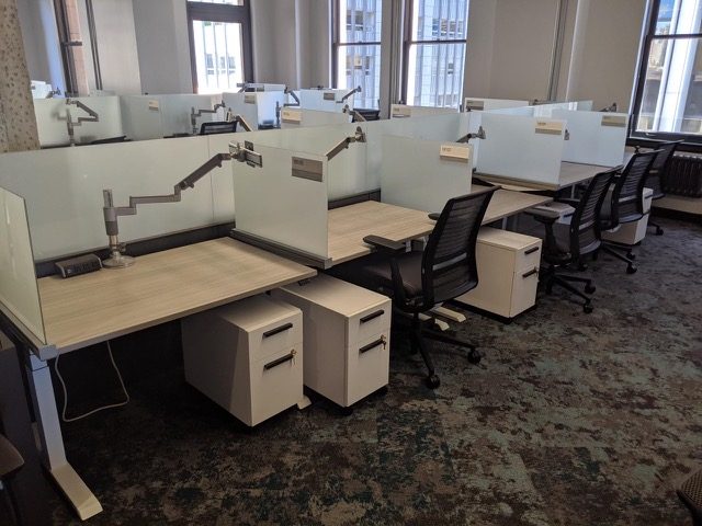 Height Adjustable Steelcase Benching Cubicles | UsedCubicles.com